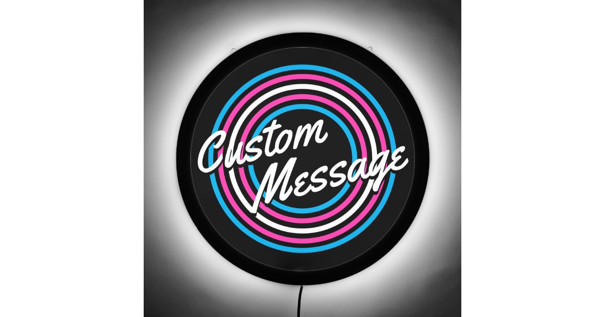 Trans Pride Retro Custom Script LED Sign | Zazzle