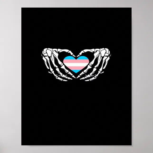 Trans Pride Skeleton Halloween Goth Heart Creative Poster | Zazzle