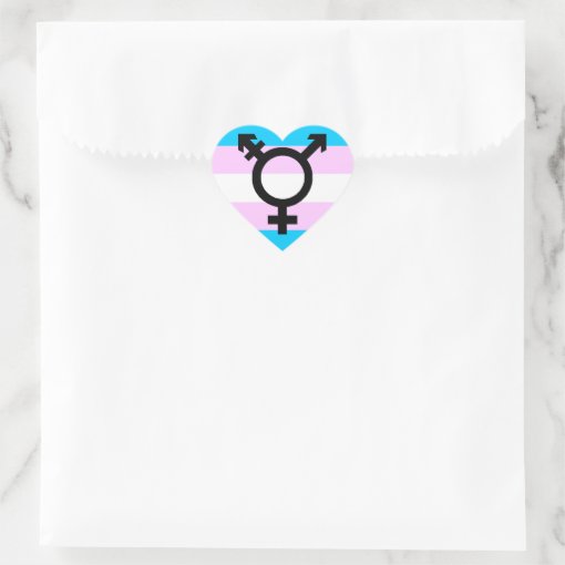 Trans Pride stickers - hearts, with symbol | Zazzle