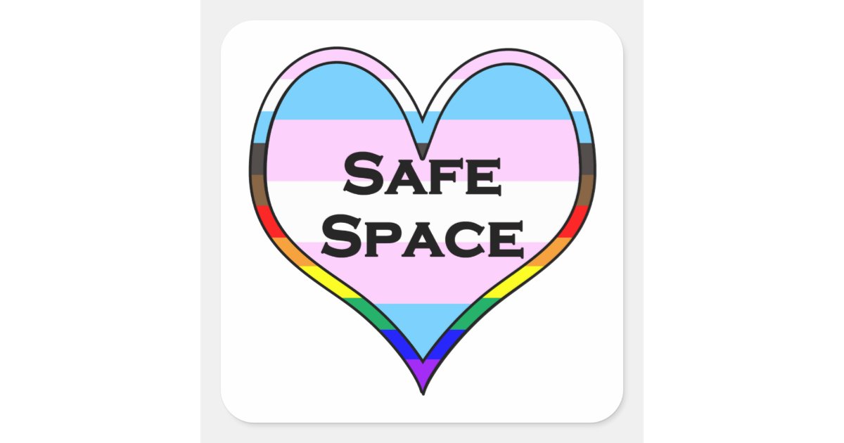 Trans Safe Space Heart Square Sticker | Zazzle