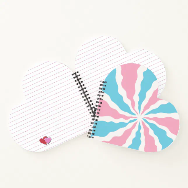 trans swirl design on heart shaped notebook | Zazzle