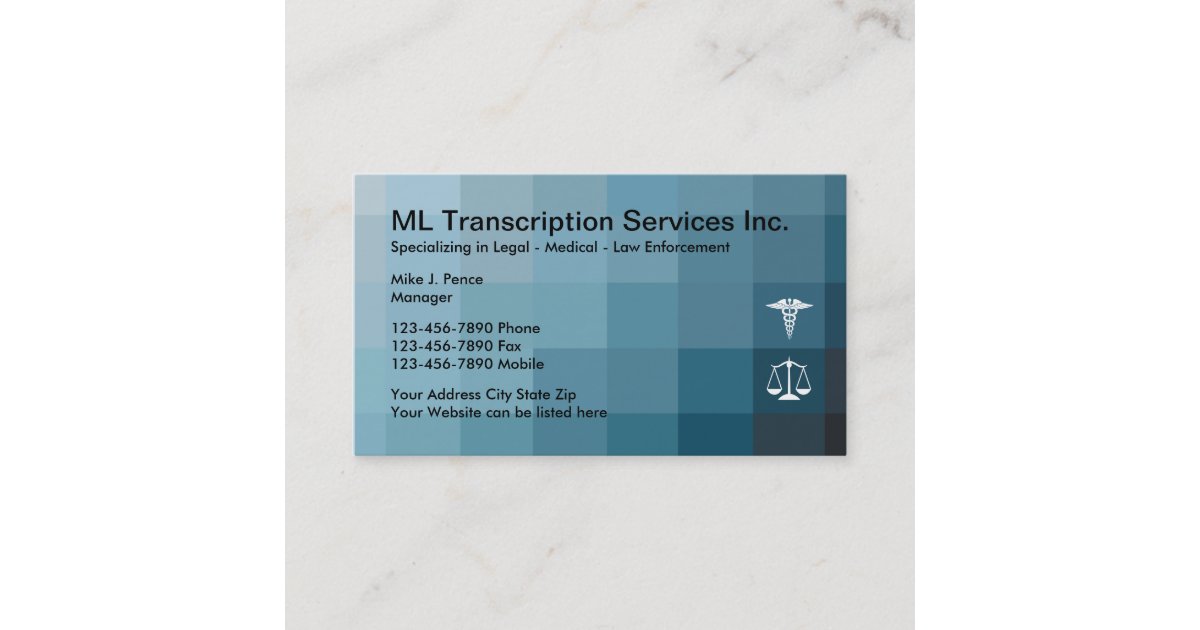 Transcription Services Business Card | Zazzle