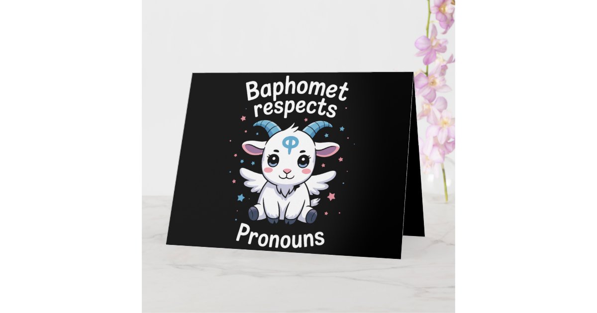 Transgender Baphomet Respects Pronouns Trans Pride Card | Zazzle