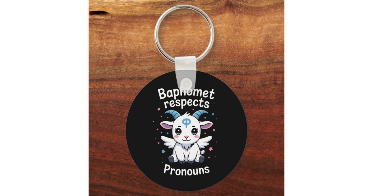Transgender Baphomet Respects Pronouns Trans Pride Keychain | Zazzle