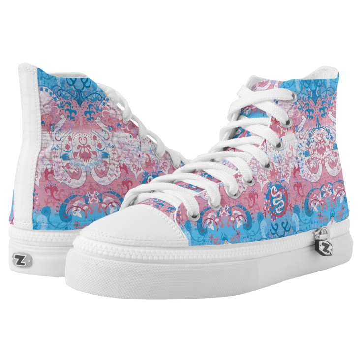 Transgender Dragon Damask - Trans Pride Flag Color High-Top Sneakers ...