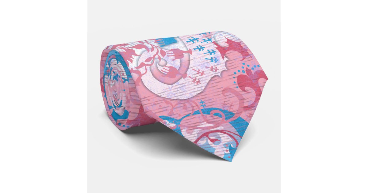 Transgender Dragon Damask - Trans Pride Flag Color Neck Tie | Zazzle