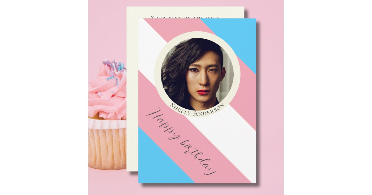 Transgender flag pride trans photo birthday card | Zazzle