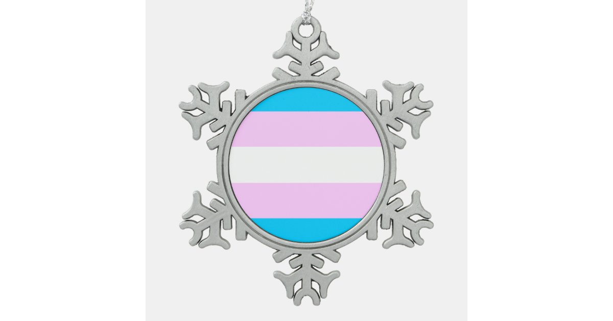 Transgender flag snowflake pewter christmas ornament | Zazzle
