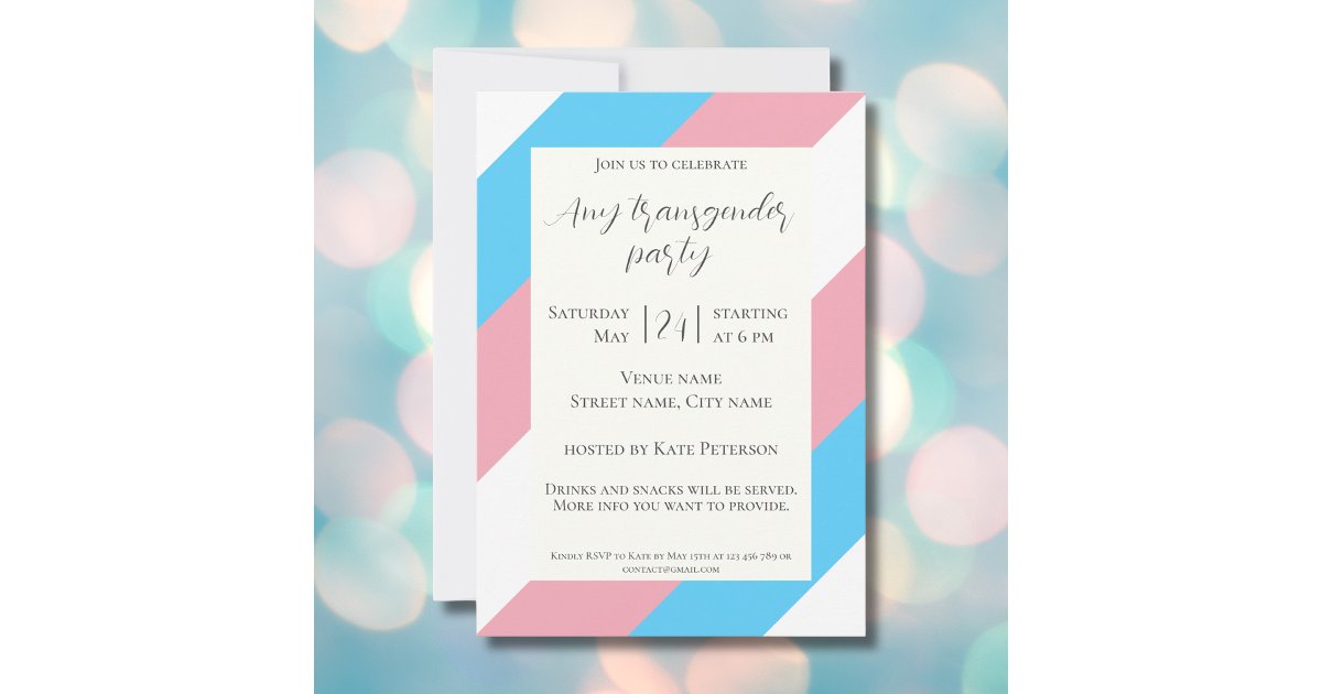 Transgender flag trans pride tday party Invitation | Zazzle
