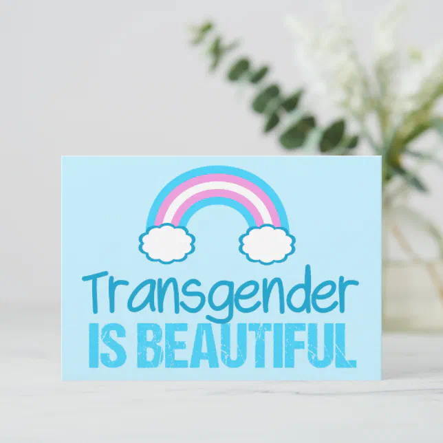 Transgender is Beautiful Trans Rainbow Flag Card | Zazzle
