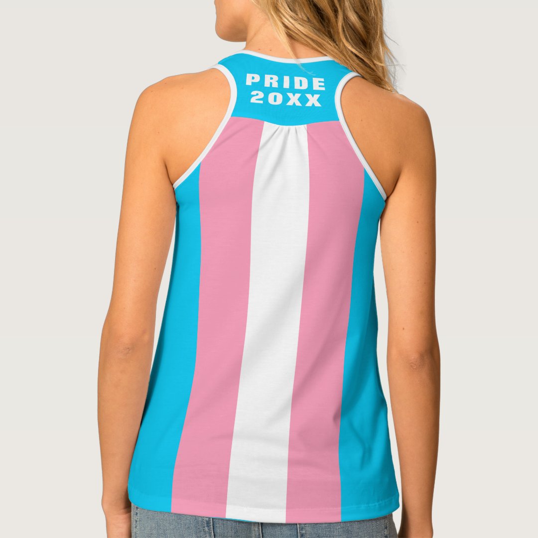 Transgender Pride Flag Editable Text Tank Top | Zazzle