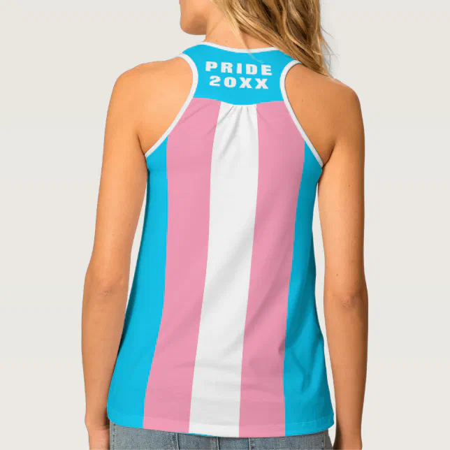 Transgender Pride Flag Editable Text Tank Top | Zazzle