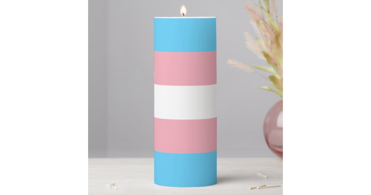 Transgender Pride Flag modern tall Pillar Candle | Zazzle