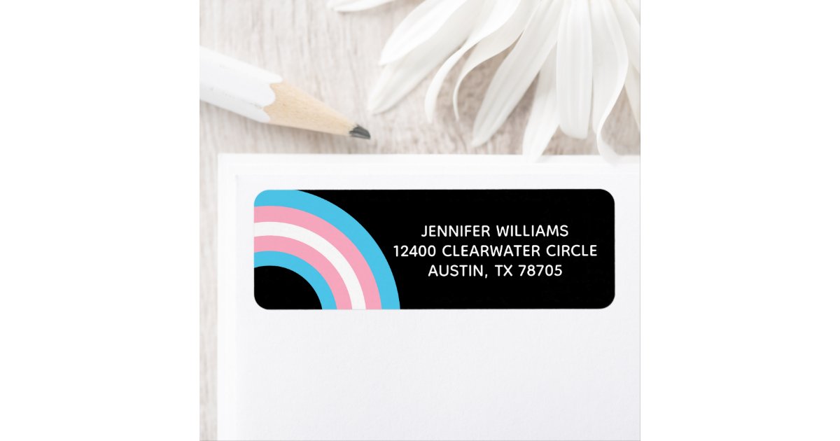 Transgender Pride Flag Rainbow Cute Return Address Label | Zazzle