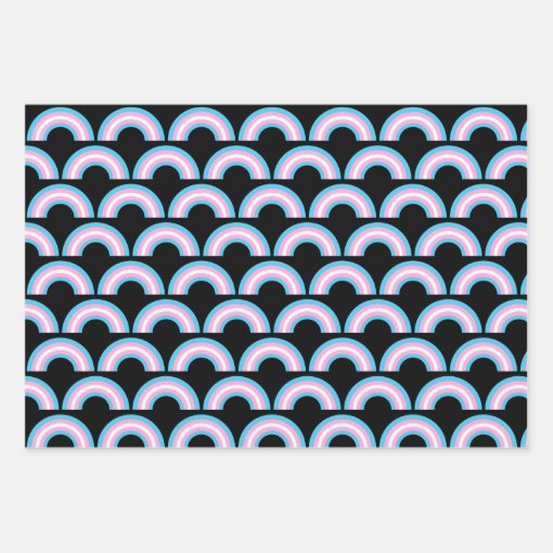 Transgender Pride Flag Rainbow Pattern Black Wrapping Paper Sheets | Zazzle