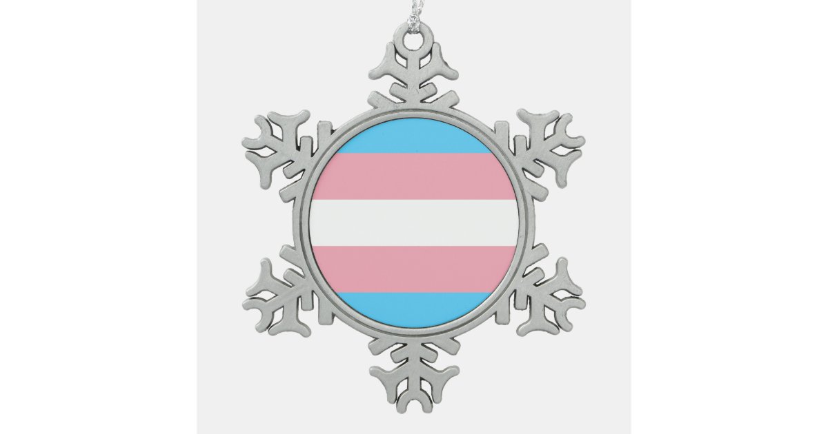 Transgender Pride Flag Snowflake Pewter Christmas Ornament | Zazzle
