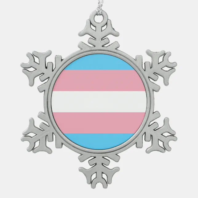 Transgender Pride Flag Snowflake Pewter Christmas Ornament | Zazzle