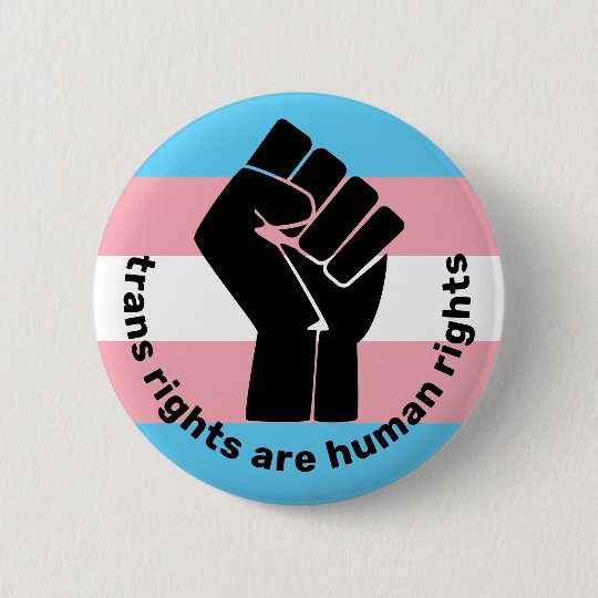 Transgender Pride Flag w Raised Fist Trans rights Button | Zazzle.com