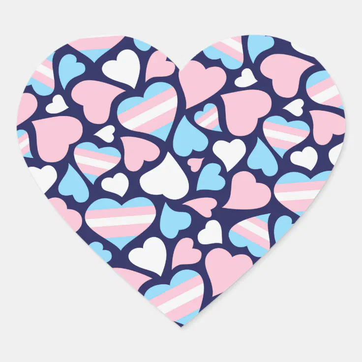 Transgender Pride Hearts Pattern Sticker | Zazzle