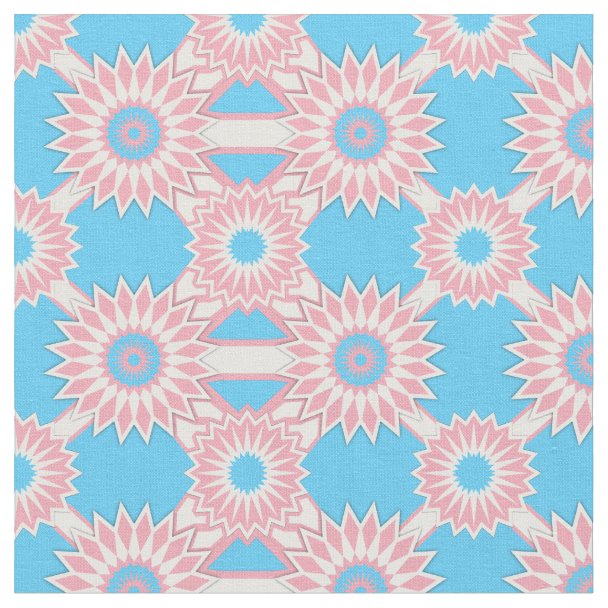 Transgender Pride seamless blue floral pattern Fabric | Zazzle