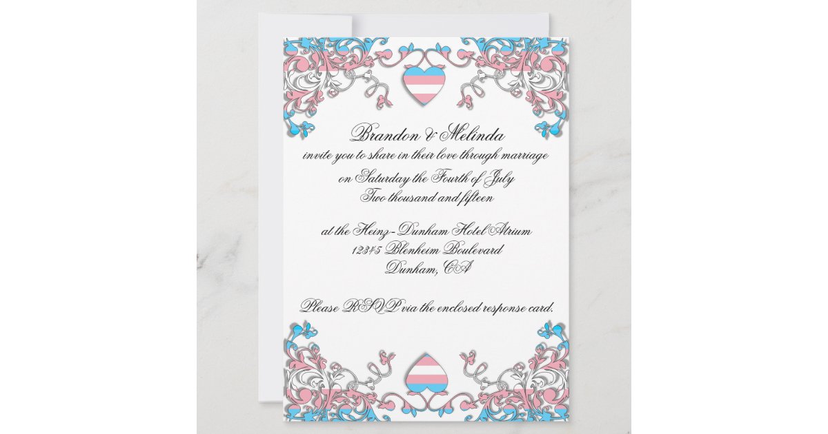 Transgender Pride Wedding Invitation | Zazzle