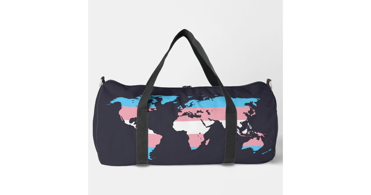 Transgender pride world map duffle bag | Zazzle
