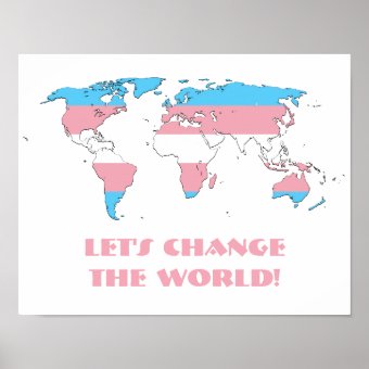 Transgender pride world map poster | Zazzle