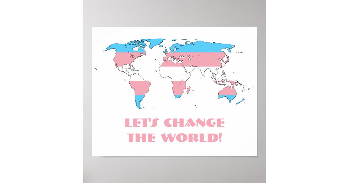 Transgender pride world map poster | Zazzle