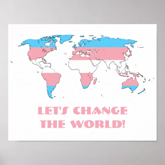 Transgender pride world map poster | Zazzle