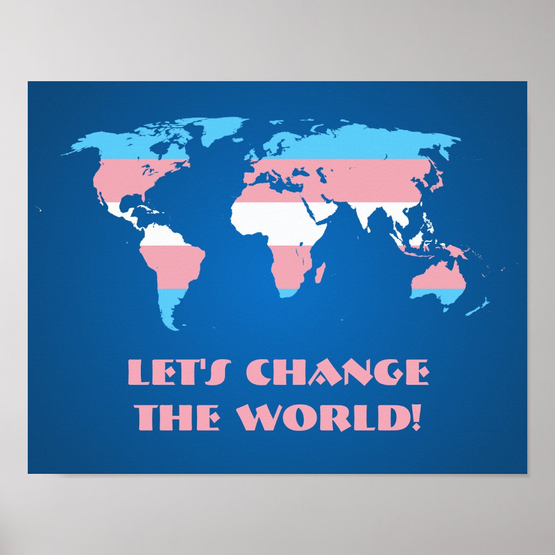 Transgender pride world map poster | Zazzle