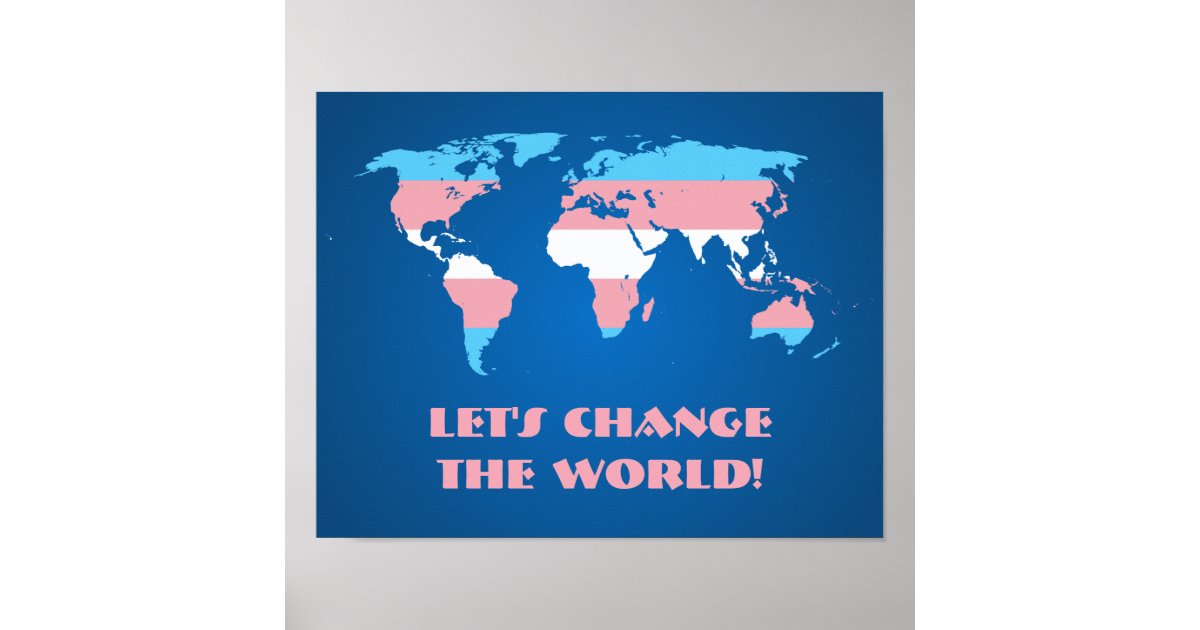 Transgender pride world map poster | Zazzle