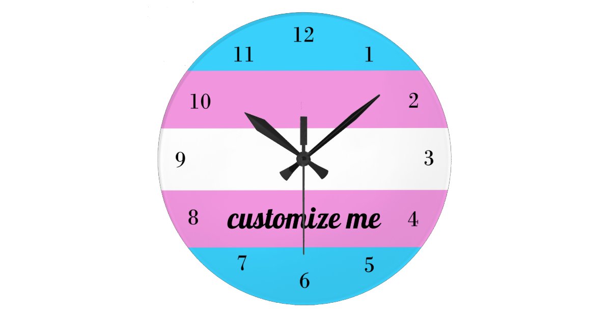 Transgender Rainbow Flag Custom Large Clock | Zazzle