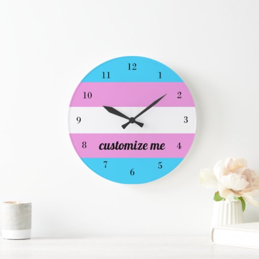Transgender Rainbow Flag Custom Large Clock | Zazzle