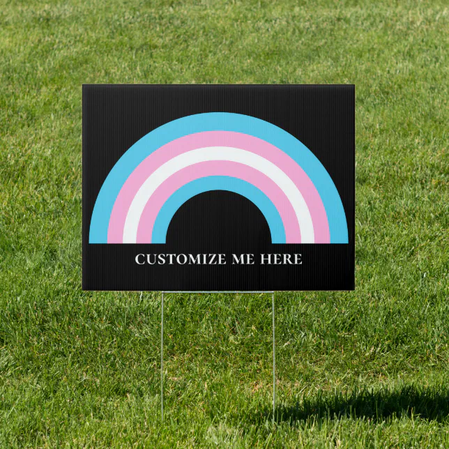 Transgender Rainbow Pride Flag Custom Black Yard Sign | Zazzle