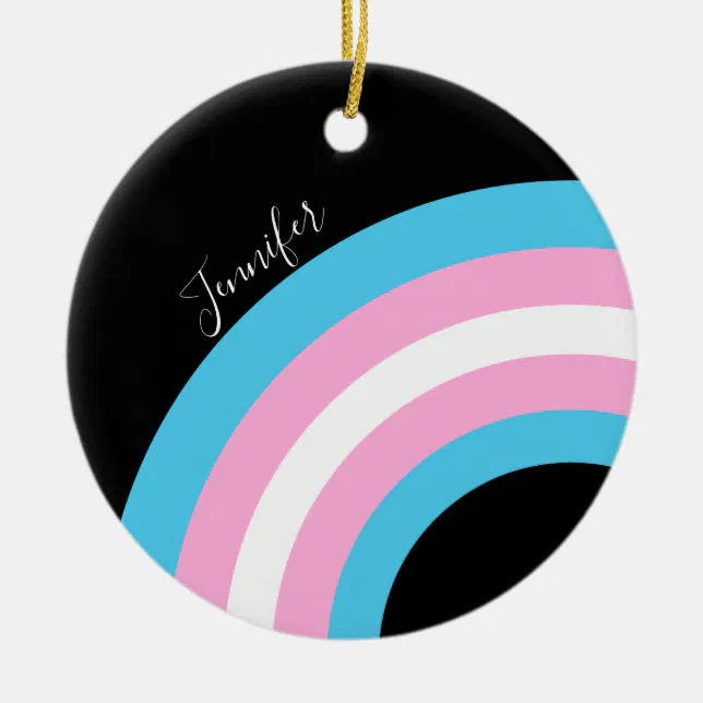Transgender Rainbow Pride Flag Custom Ceramic Ornament | Zazzle