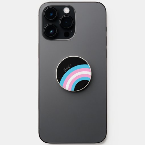 Transgender Rainbow Pride Personalized Black PopSocket | Zazzle