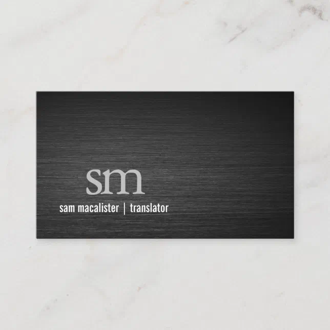 Translator Black Metal Monogram Special Skills Business Card | Zazzle