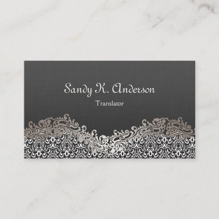 Translator - Elegant Damask Lace Business Card | Zazzle