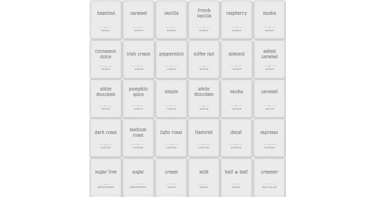 Translucent Clear 2x2.5" Coffee Bar Label Stickers | Zazzle