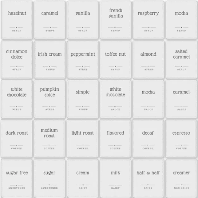 Translucent Clear 2x2.5" Coffee Bar Label Stickers | Zazzle