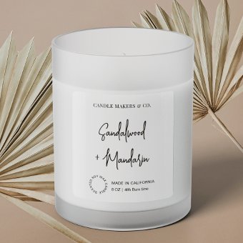 Translucent Modern Clear Candle Jar Square Label | Zazzle