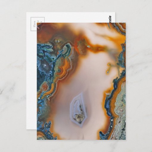 Translucent Teal & Rust Agate Postcard | Zazzle