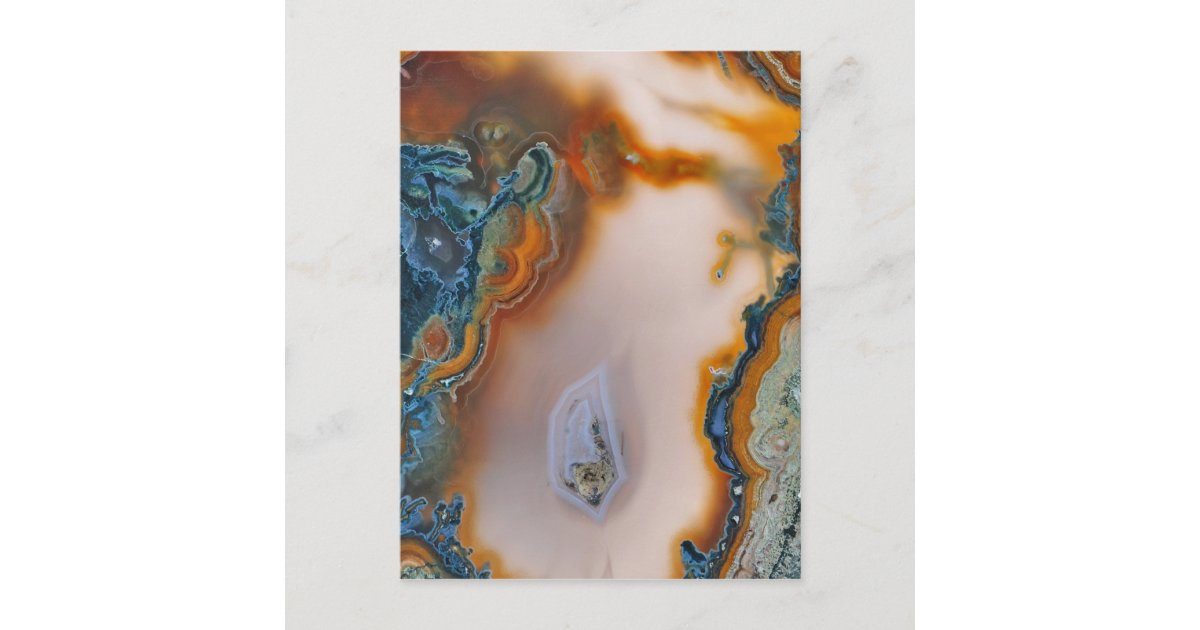 Translucent Teal & Rust Agate Postcard | Zazzle