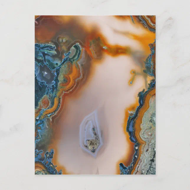 Translucent Teal & Rust Agate Postcard | Zazzle