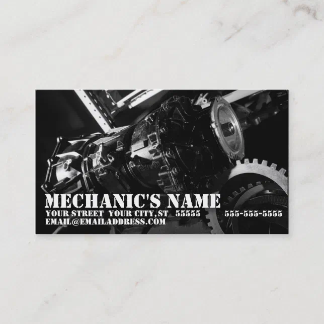 Transmission Mechanic Business Card | Zazzle