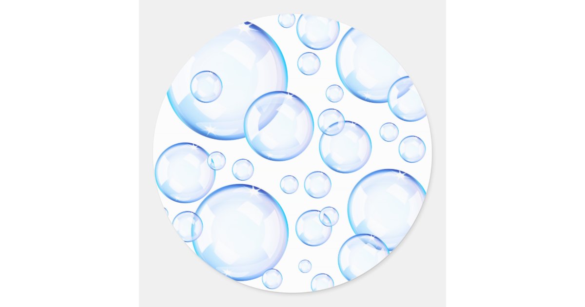 Transparent blue soap bubbles classic round sticker | Zazzle
