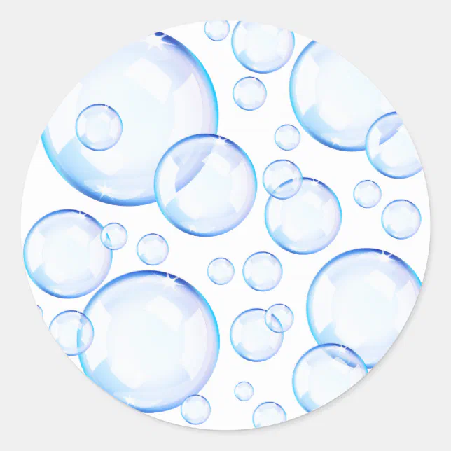 Transparent blue soap bubbles classic round sticker | Zazzle