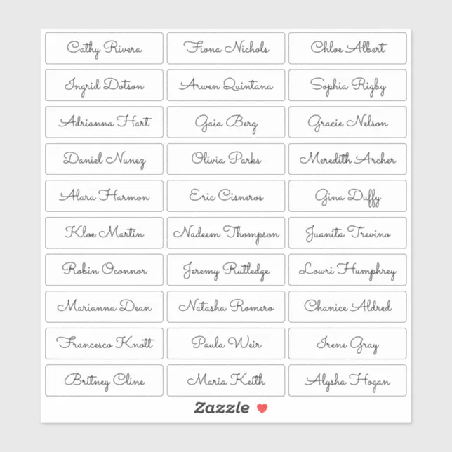 Transparent cute script guest names sticker | Zazzle