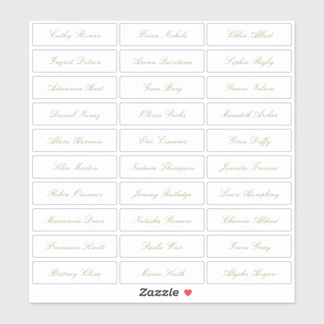 Transparent gold classic elegant script guest name sticker | Zazzle