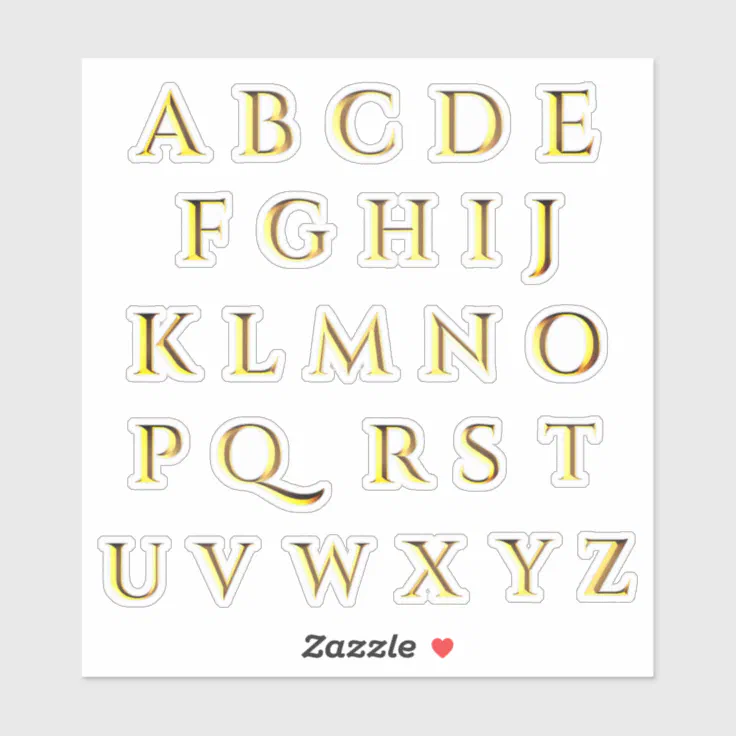 Transparent Metallic Effect Gold Stick On Letters Sticker | Zazzle